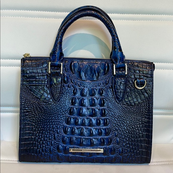 Brahmin | Bags | Brahmin Blue Crocodile Embossed Womens Bag | Poshmark